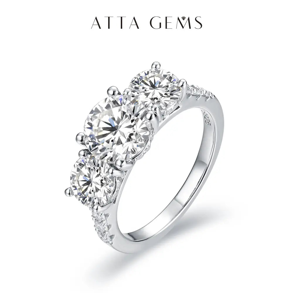 Three-Stone Moissanite Ring in 925 Sterling Silver | YourStyle ...