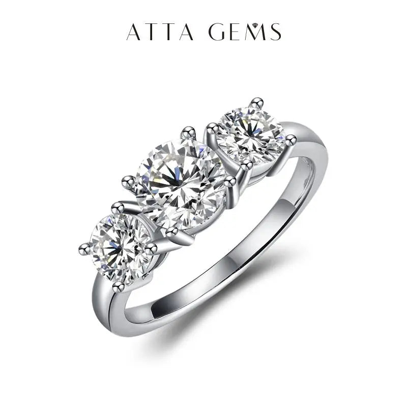 Three-Stone Moissanite Ring in 925 Sterling Silver | YourStyle ...